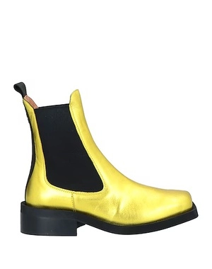 GANNI Genuine Leather Chelsea Boots With Square Toe And Block Heel