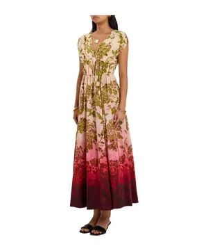 La DoubleJ Printed Silk Midi Dress - Brown