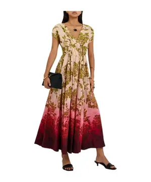 La DoubleJ Printed Silk Midi Dress - Brown