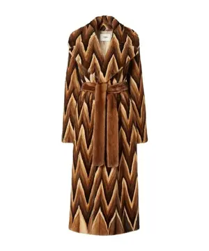 Fendi Mink Chevron Coat - Brown