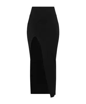 Rick Owens Solid Color Stretch Knit Bodycon Skirt - Black