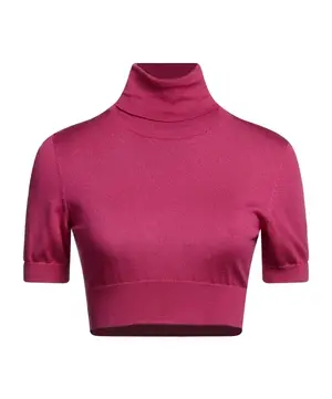 Dolce & Gabbana Ribbed High Neck Short Sleeve Top