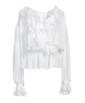 Dolce & Gabbana Chiffon Long Sleeve Ruched Top