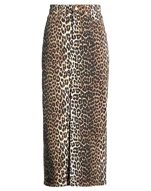 GANNI Leopard Print Denim Skirt