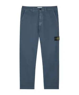 Stone Island Herringbone Cotton Trousers - Blue