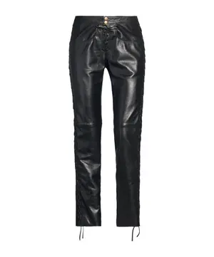 Isabel Marant Étoile Solid Color Slim-fit Leather Pants - Black