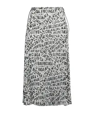 Balenciaga Printed Satin Midi Skirt