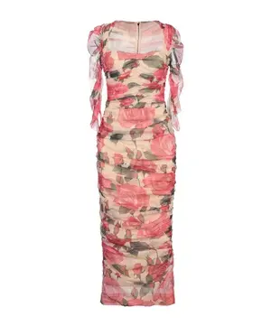 Dolce & Gabbana Floral Tulle Short-sleeve Dress - Multicolor