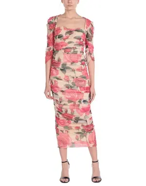 Dolce & Gabbana Floral Tulle Short-sleeve Dress