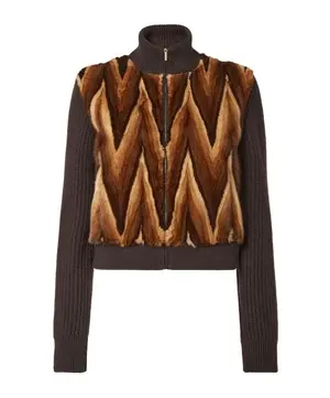 Fendi Chevron Mink And Cashmere Bomber Jacket