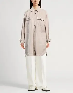 Brunello Cucinelli Long Sleeve Denim Shirt Jacket With Embellishments