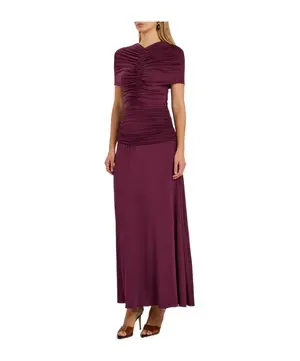 SELF-PORTRAIT Gathered Stretch-jersey Midi Dress