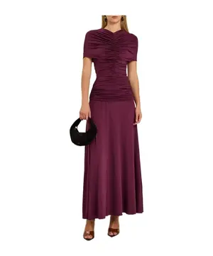 SELF-PORTRAIT Gathered Stretch-jersey Midi Dress