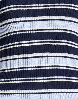 MAXCO. Max&co. Striped Ribbed Knit Long Sleeve Polo
