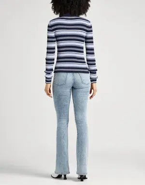 MAXCO. Max&co. Striped Ribbed Knit Long Sleeve Polo