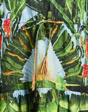 Farm Rio Long Sleeve Tropical Print Tiered Mini Dress