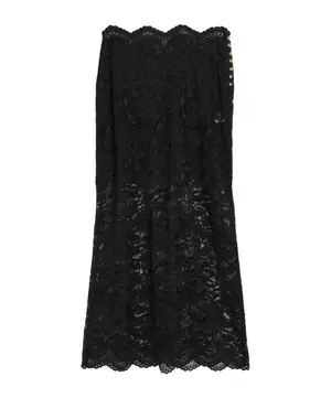 Rabanne Stretch Lace Midi Dress With Scalloped Trims - Black