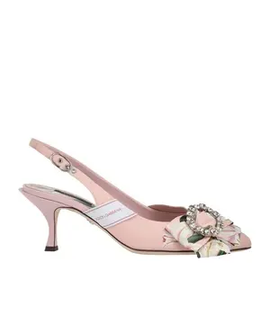 Dolce & Gabbana Floral Print High Heels With Crystal Embellishment