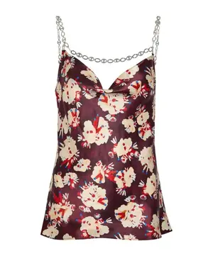 Rabanne Floral-print Silk Blouse With Metal Detail