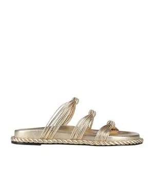 Farm Rio Gold Leather Knot Detail Sandals