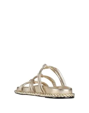 Farm Rio Gold Leather Knot Detail Sandals