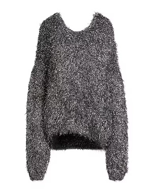 Sportmax Metallic Open-knit Hooded Coat