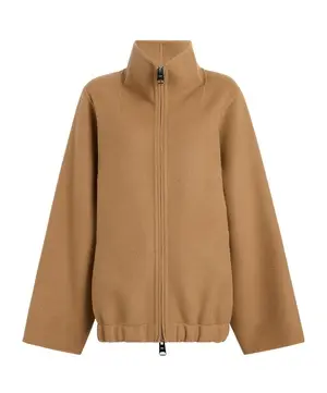 Khaite Garret High Neck Zipped Jacket - Camel