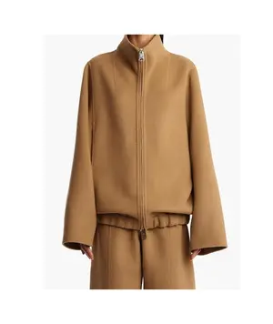 Khaite Garret High Neck Zipped Jacket - Camel