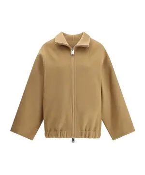 Khaite Garret High Neck Zipped Jacket - Camel
