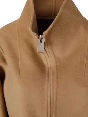 Khaite Garret High Neck Zipped Jacket - Camel