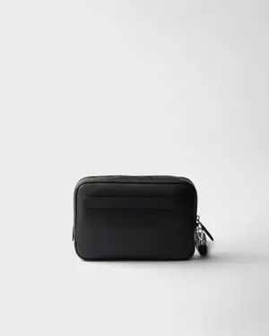 Prada Leather Triangle Logo Clutch