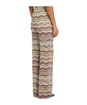 Missoni Chevron Wide-leg Metallic-knit Trousers