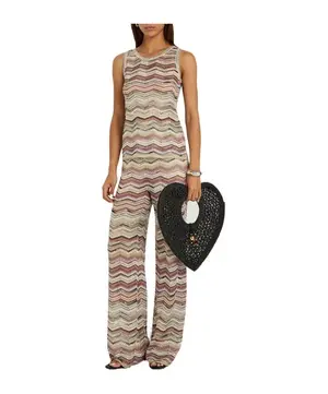 Missoni Chevron Wide-leg Metallic-knit Trousers