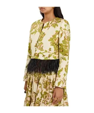 La DoubleJ Bijoux Feather-trim Woven Jacket