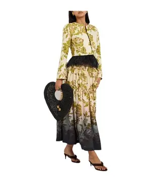 La DoubleJ Bijoux Feather-trim Woven Jacket