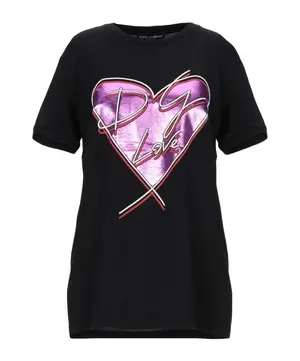 Dolce & Gabbana Solid Color Crew Neck Short Sleeve Top - Black