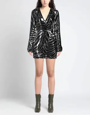 Dolce & Gabbana Sequin V-neck Long Sleeve Dress