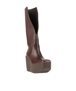 Rick Owens Wedge Sole Leather Boots - Red