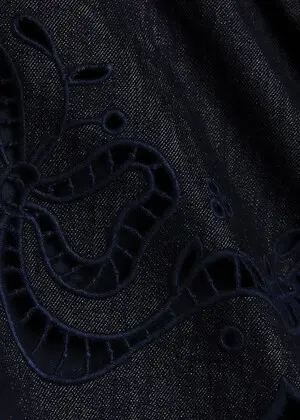 SELF-PORTRAIT Embroidered Panelled Denim Mini Dress