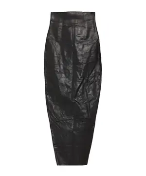 Rick Owens Solid Color Leather Skirt - Black
