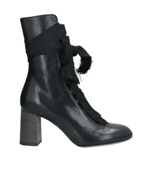 Chloé Fashionable Solid Color Round Toe Leather Boots - Black