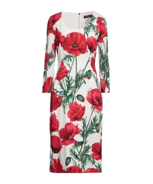 Dolce & Gabbana Floral Print Stretch Crepe Long Sleeve Dress - Multicolor