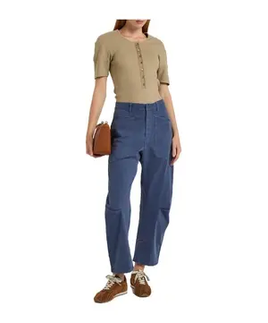 NILI LOTAN Barrel-leg Stretch-cotton Trousers