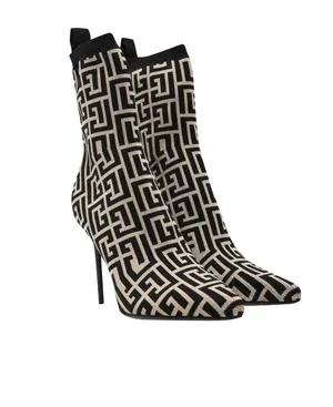 Balmain Logo High-heeled Sock Boots