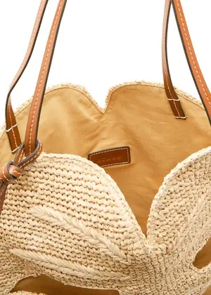 Staud Large Palm Leather And Raffia Shoulder Bag