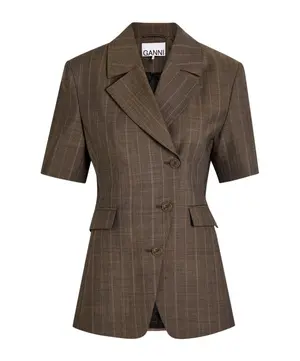 GANNI Pinstriped Double-breasted Wool Blazer