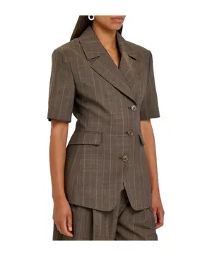 GANNI Pinstriped Double-breasted Wool Blazer