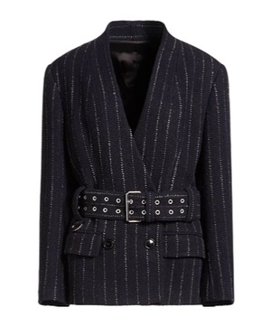 Isabel Marant Étoile Striped Belted Double-breasted Coat - Black