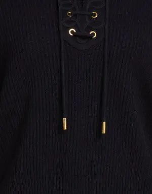 Max Mara Solid Color Ribbed Long-sleeve Top