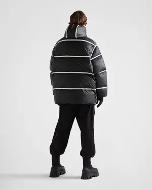 Prada Light Technical Fabric Down Jacket With Striped Trim